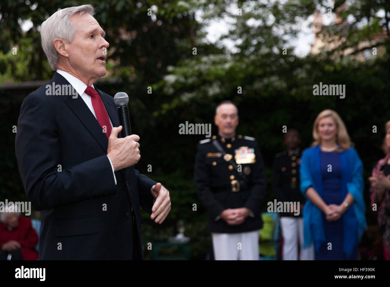 U.S. Secretary of the Navy Ray E. Mabus speaks during the reception ...