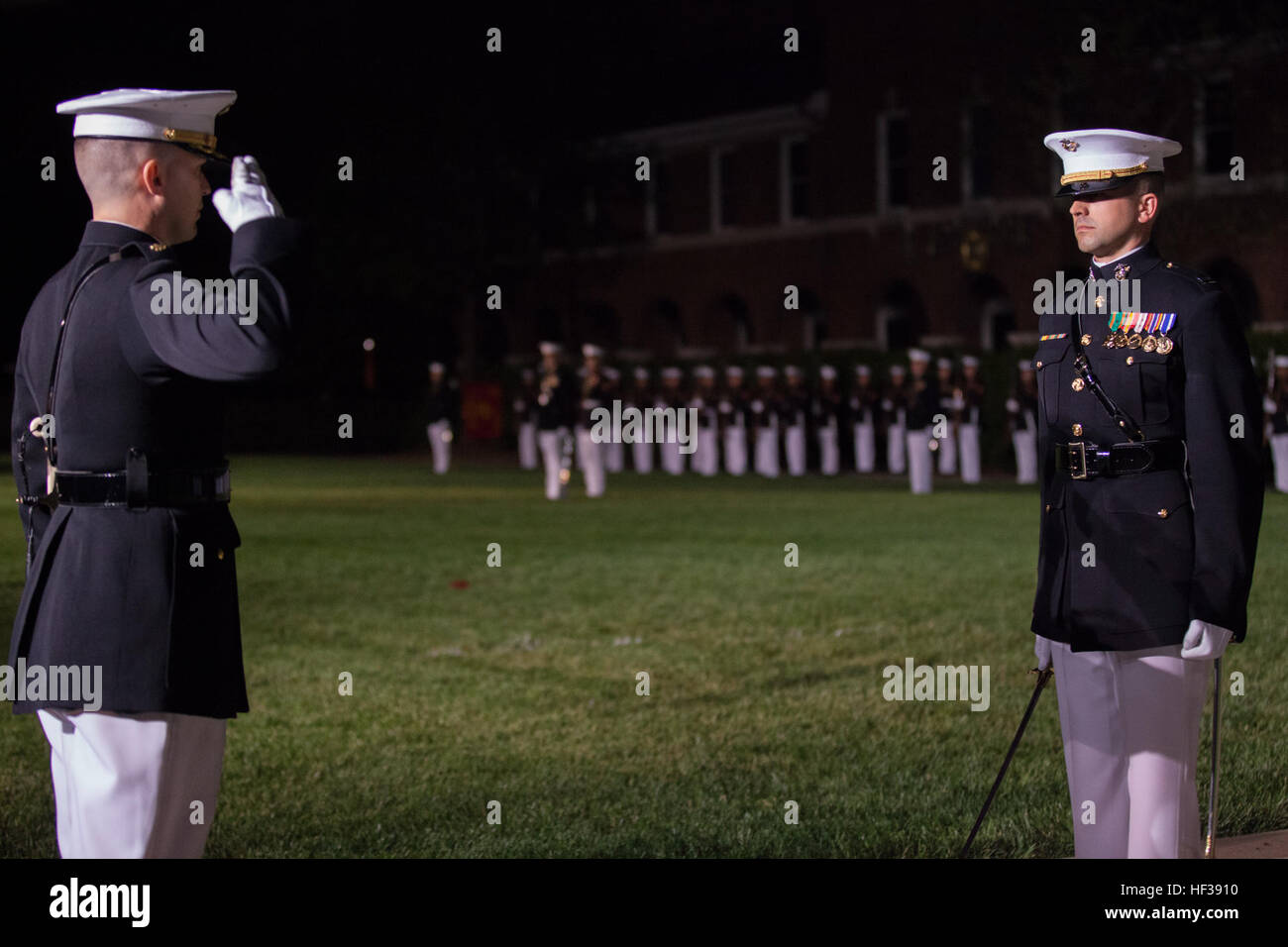 U.S. Marines with Marine Barracks Washington (MBW) perform during a ...
