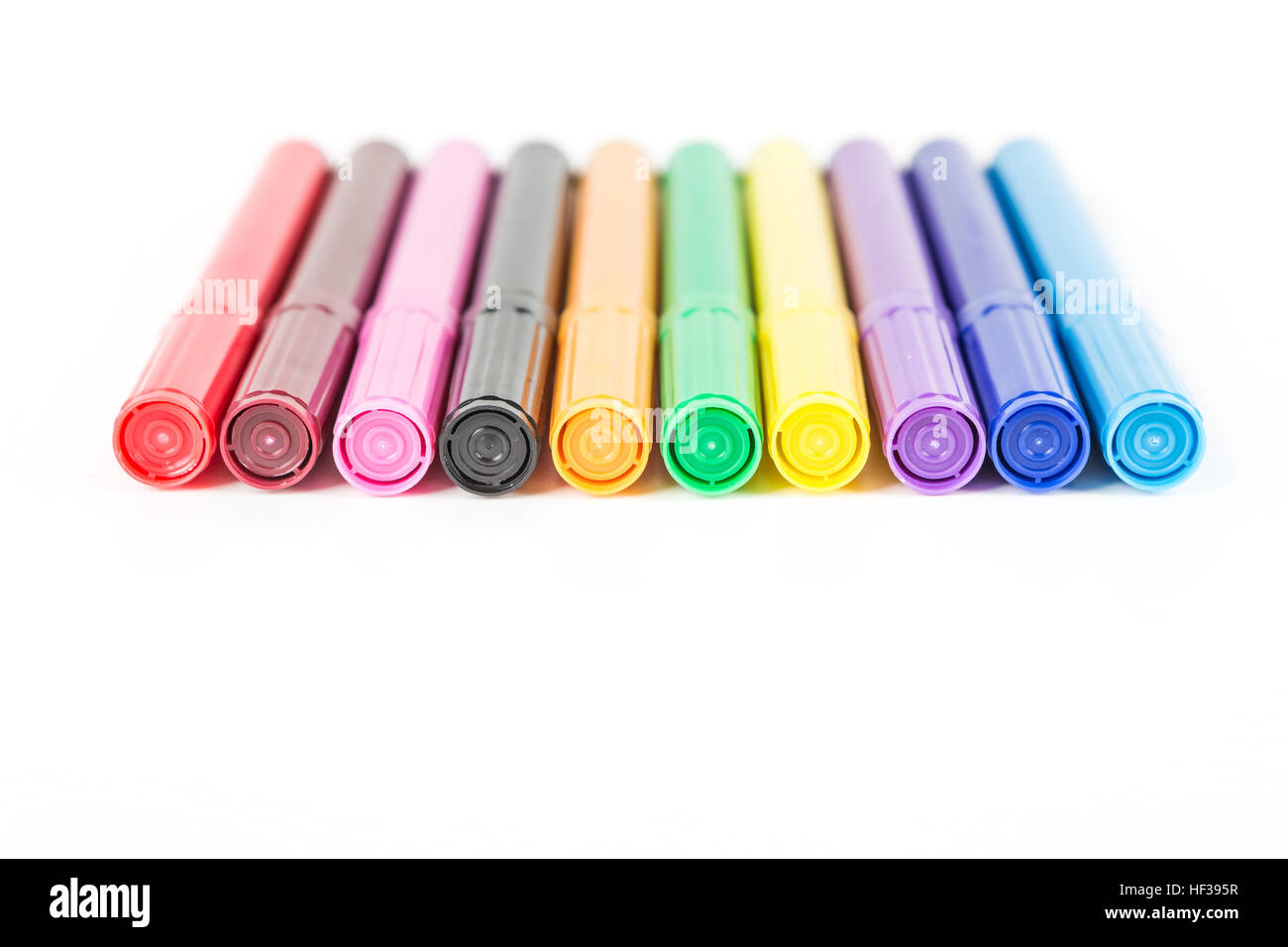 Rainbow colored pack of markers isolated on white background Stock ...