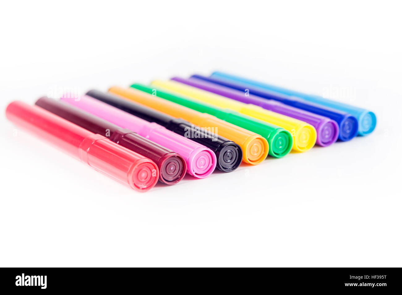 Rainbow colored pack of markers isolated on white background Stock ...