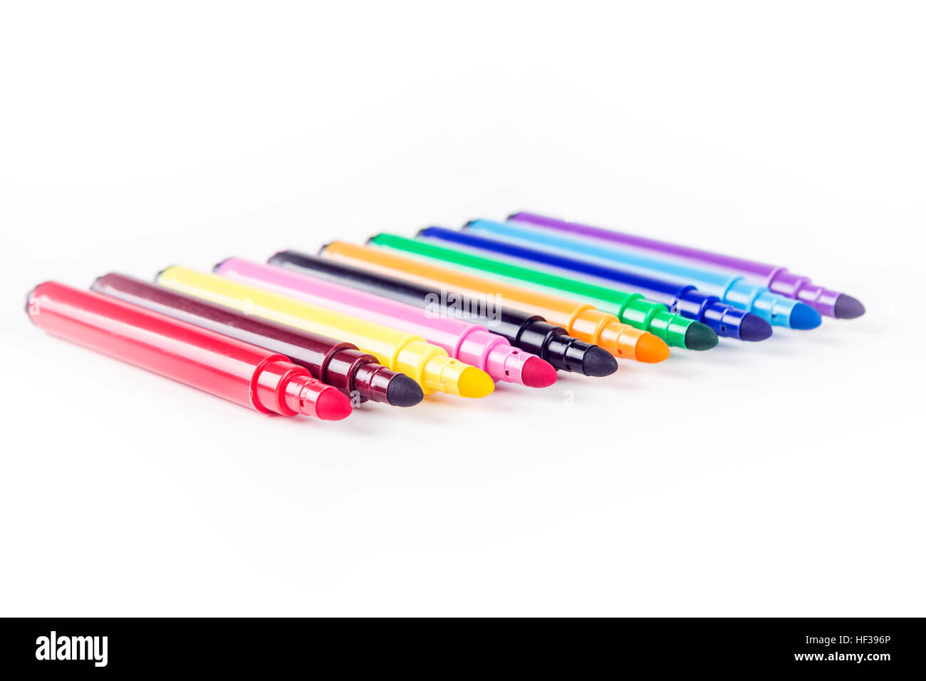 Rainbow colored pack of markers isolated on white background Stock ...