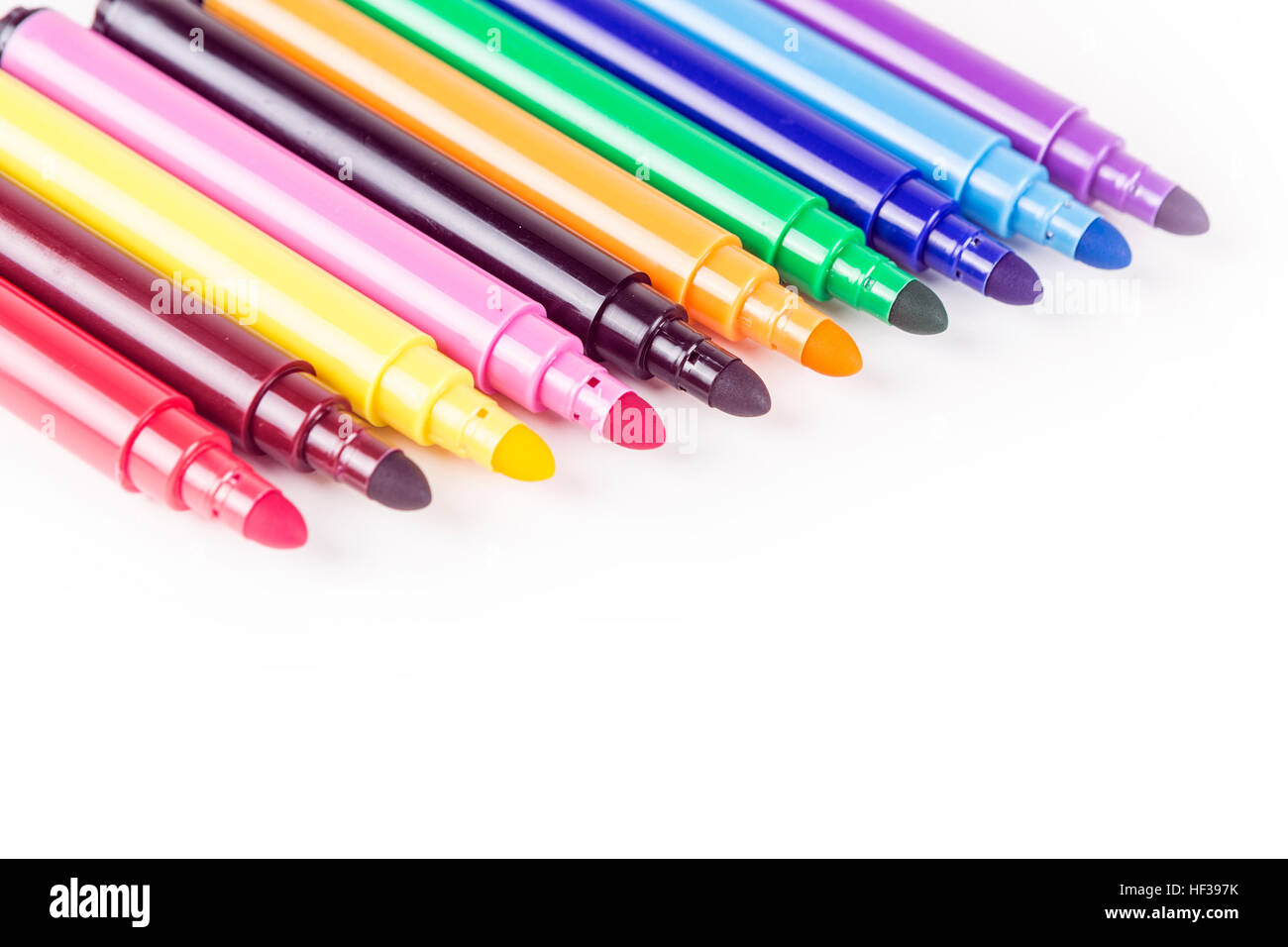 Rainbow colored pack of markers isolated on white background Stock ...