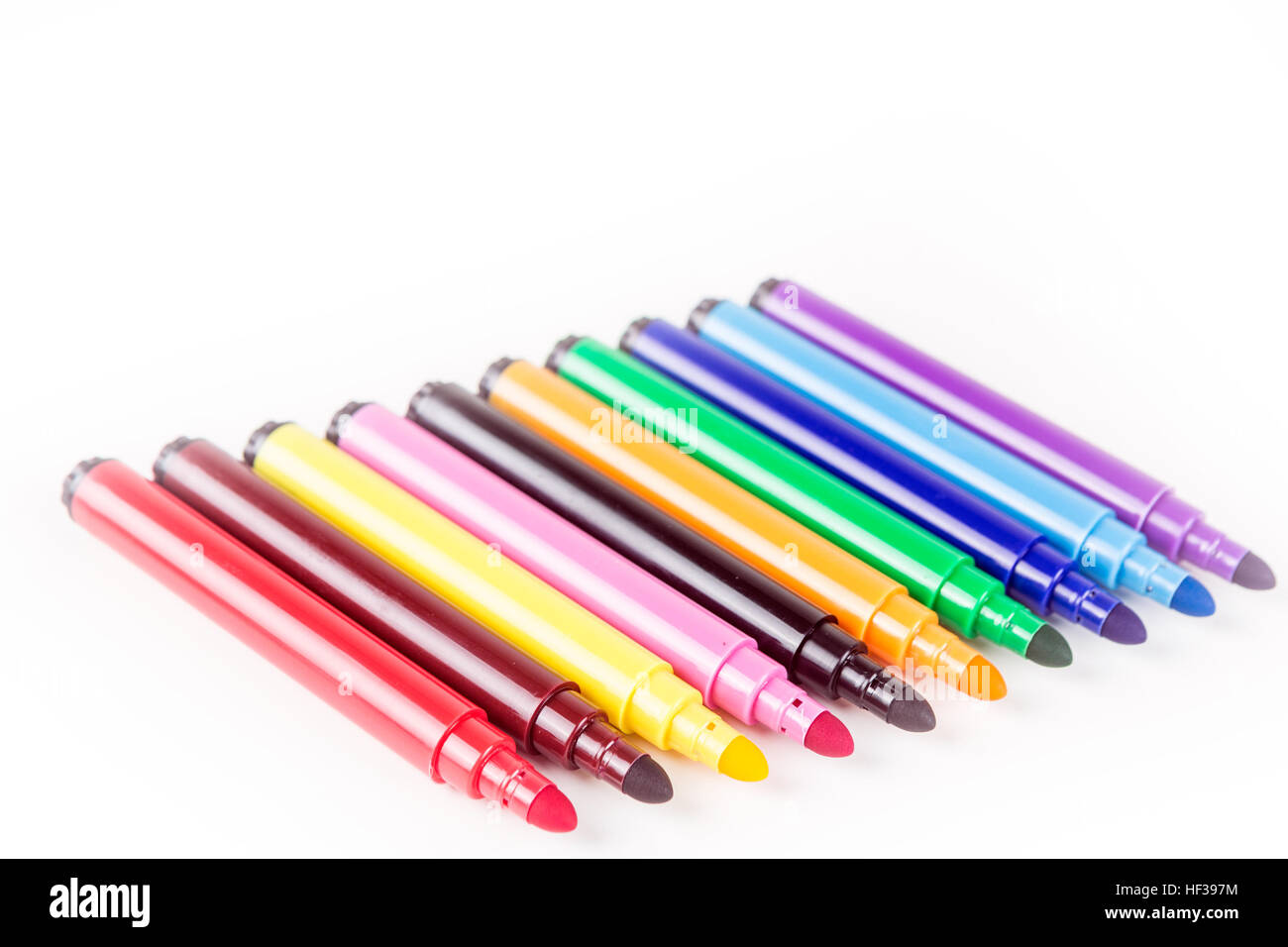 Rainbow colored pack of markers isolated on white background Stock ...