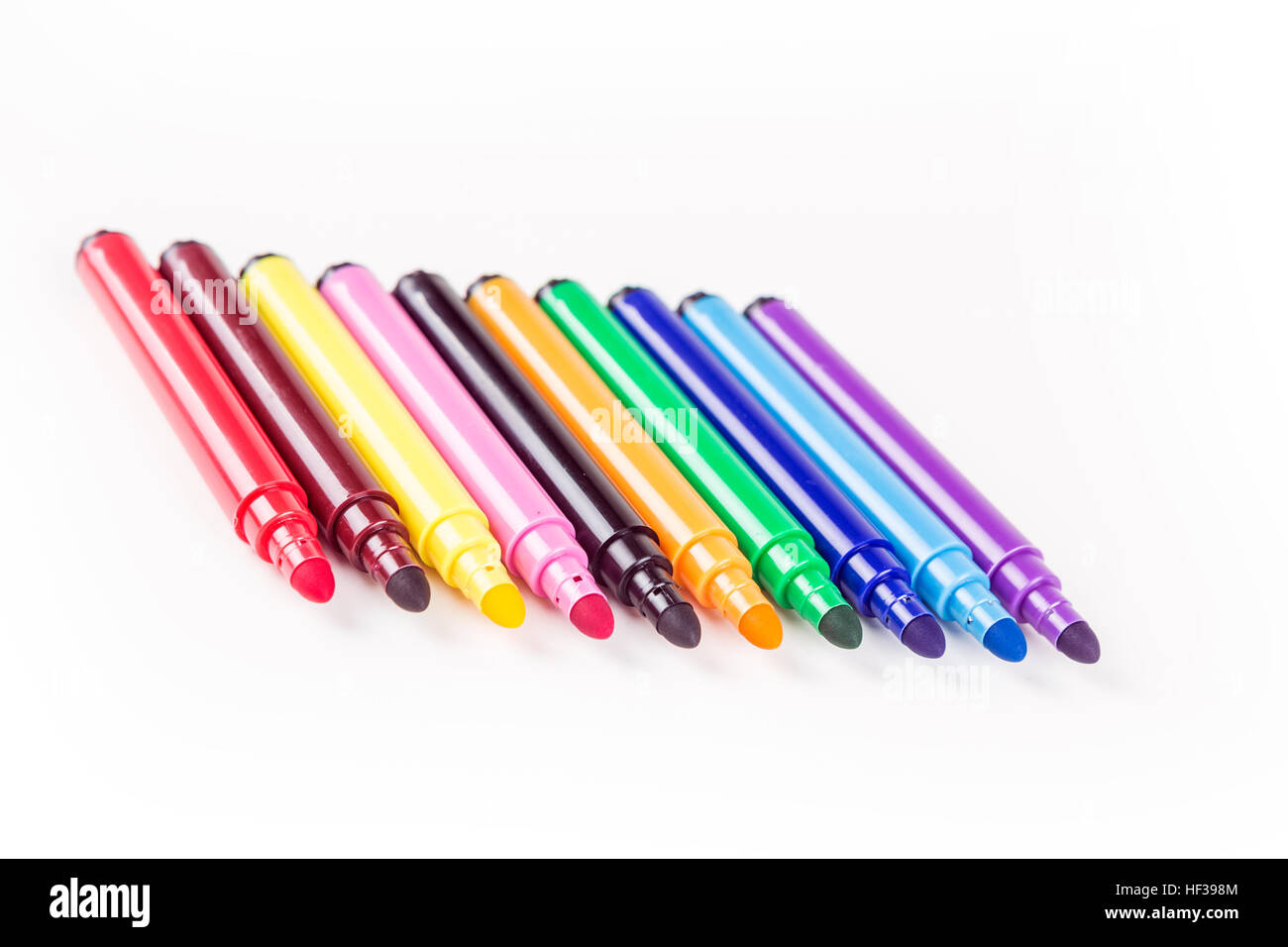 Rainbow colored pack of markers isolated on white background Stock ...