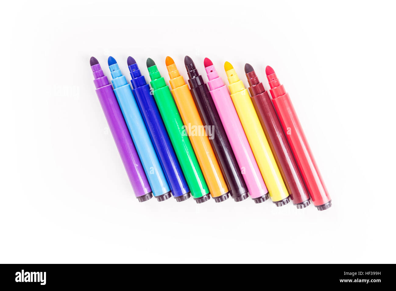 Rainbow colored pack of markers isolated on white background Stock ...
