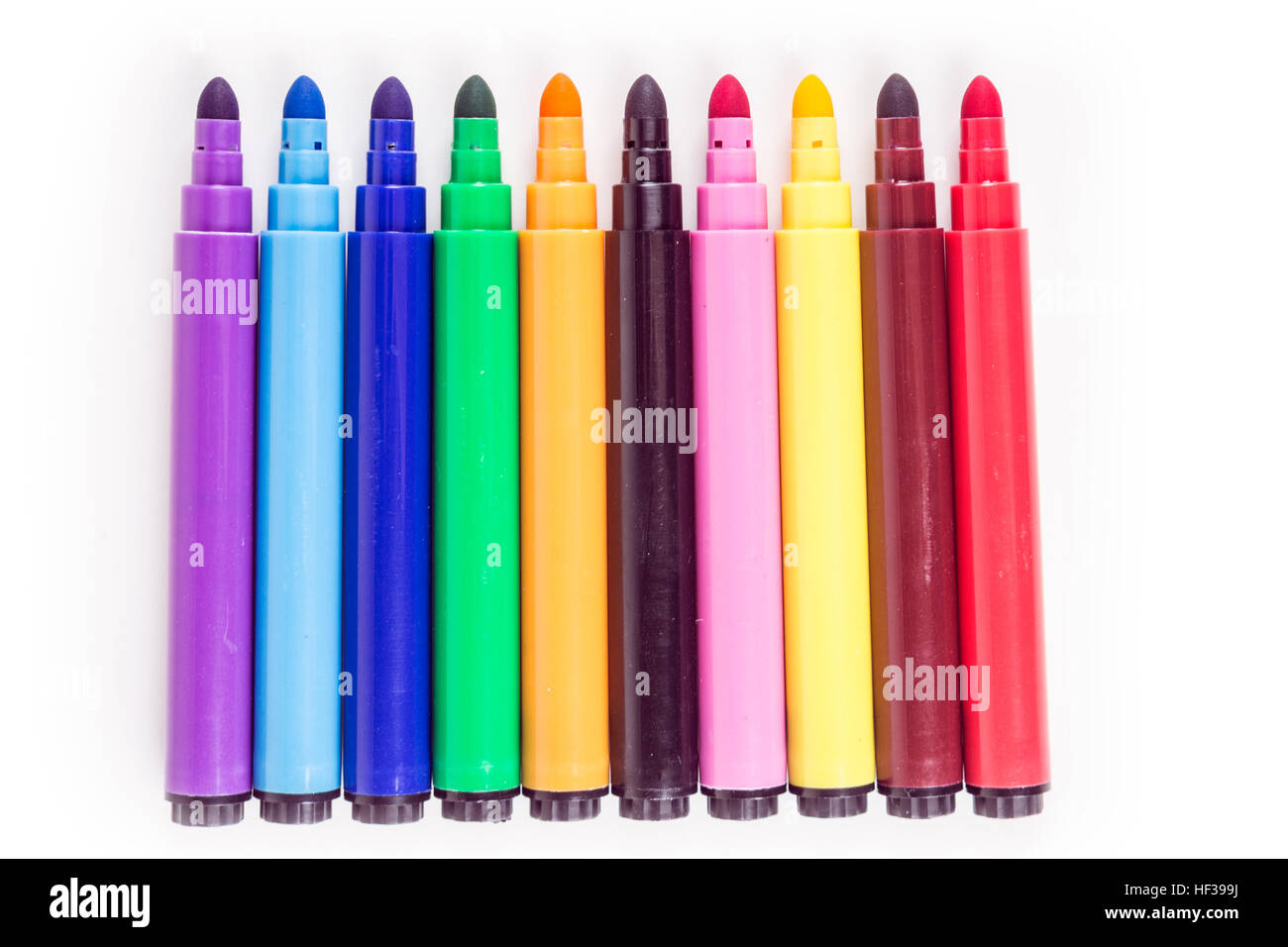 Rainbow colored pack of markers isolated on white background Stock ...