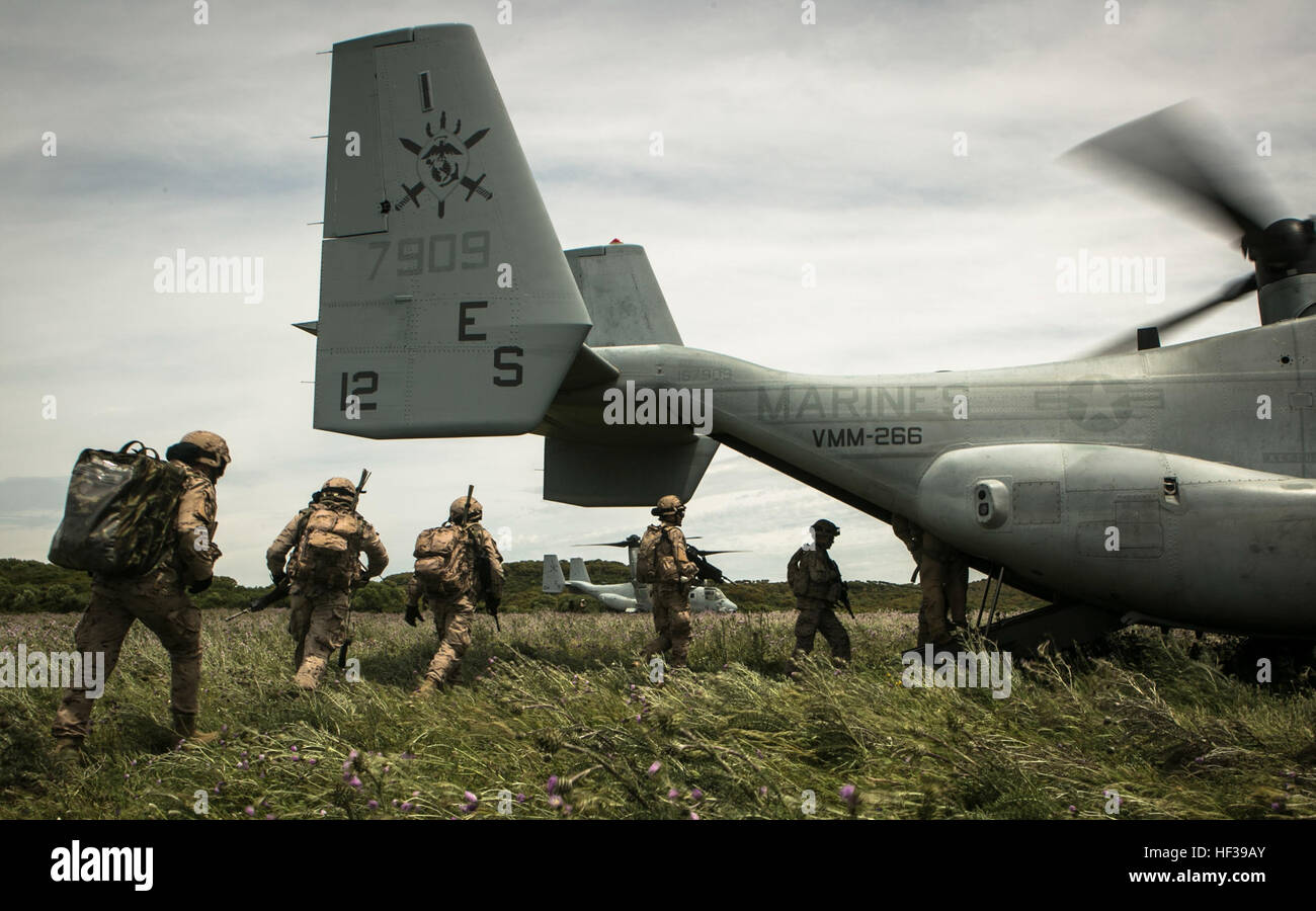 Spanish Marines from 2nd Battalion, Spanish Marine Brigade board an MV ...