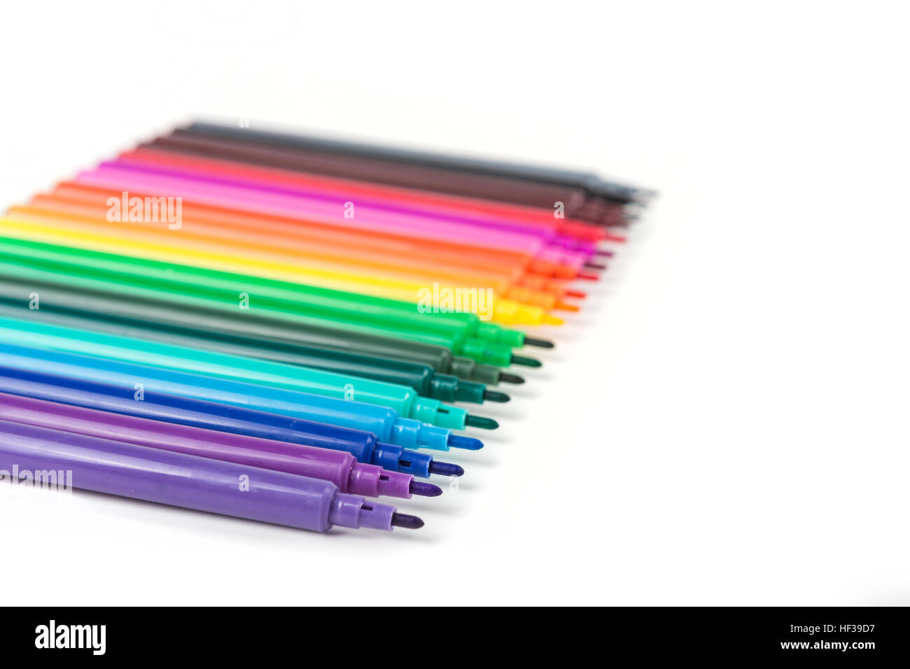 Rainbow colored pack of markers isolated on white background Stock ...
