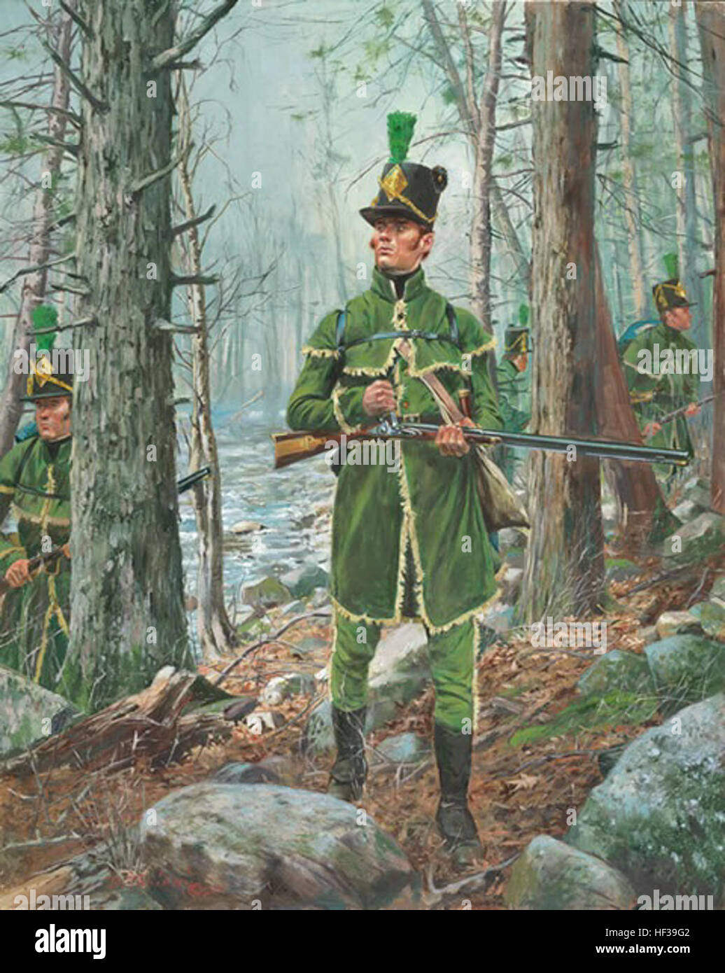 A historical depiction shows the 1st United States Rifle Regiment from ...