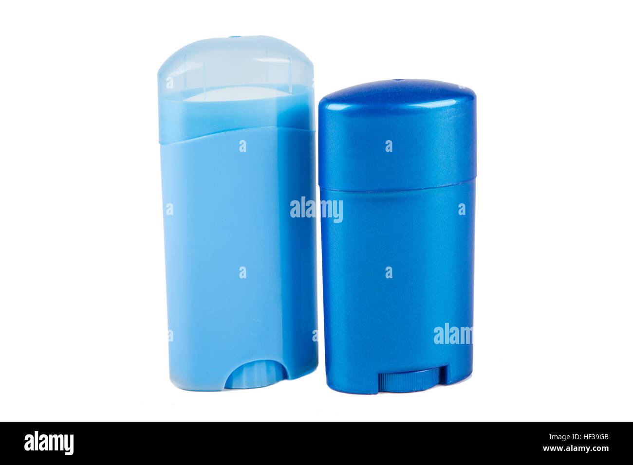 Two blue deodorant containers isolated on white background Stock Photo ...