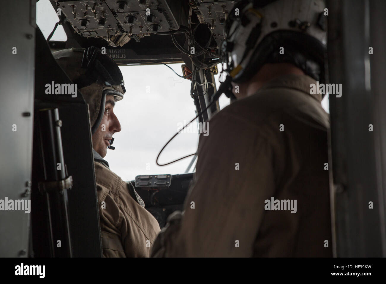 Marines with Marine Heavy Helicopter Squadron 461 discuss flight ...