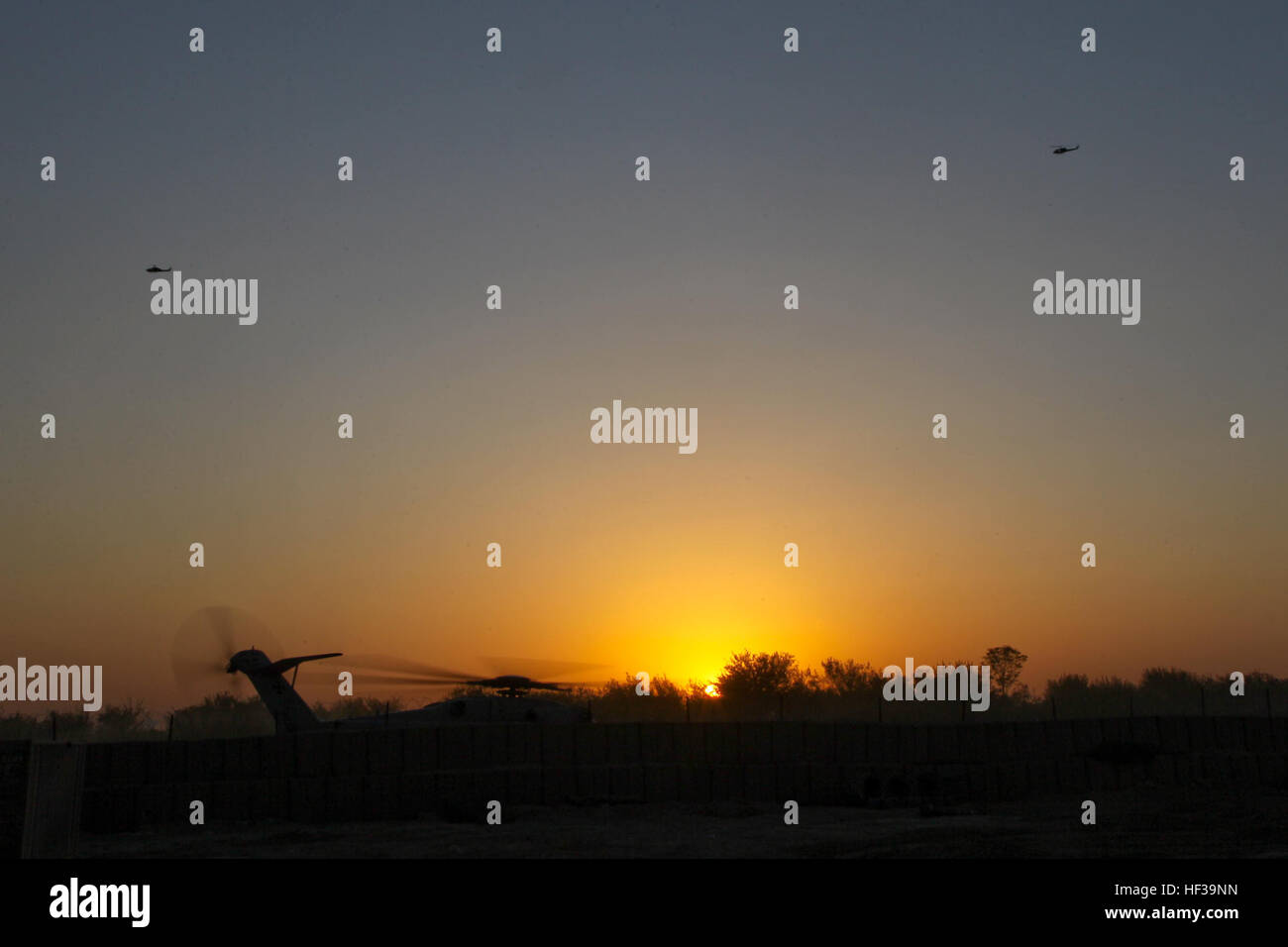 A CH-53E Super Stallion helicopter lands at Patrol Base Jaker in Nawa ...