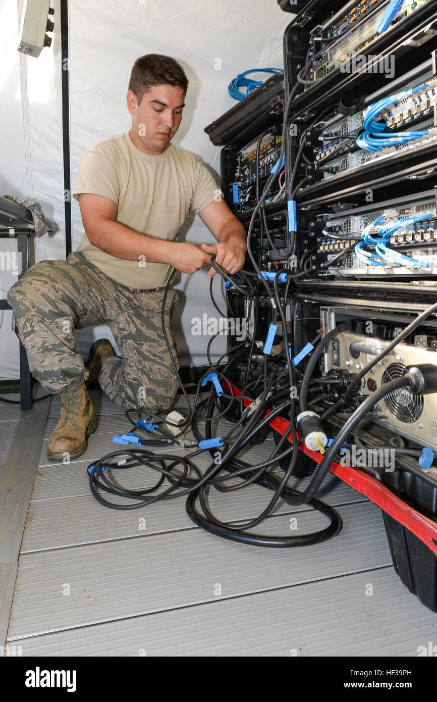A U.S. Air Force cyber systems operator with the 283rd Combat ...