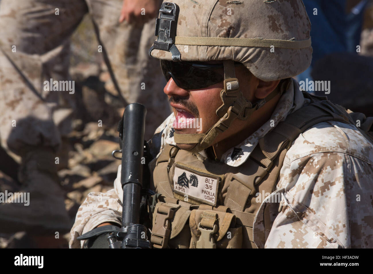A U.S. Marine with India Company, 3rd Battalion, 5th Marines ...
