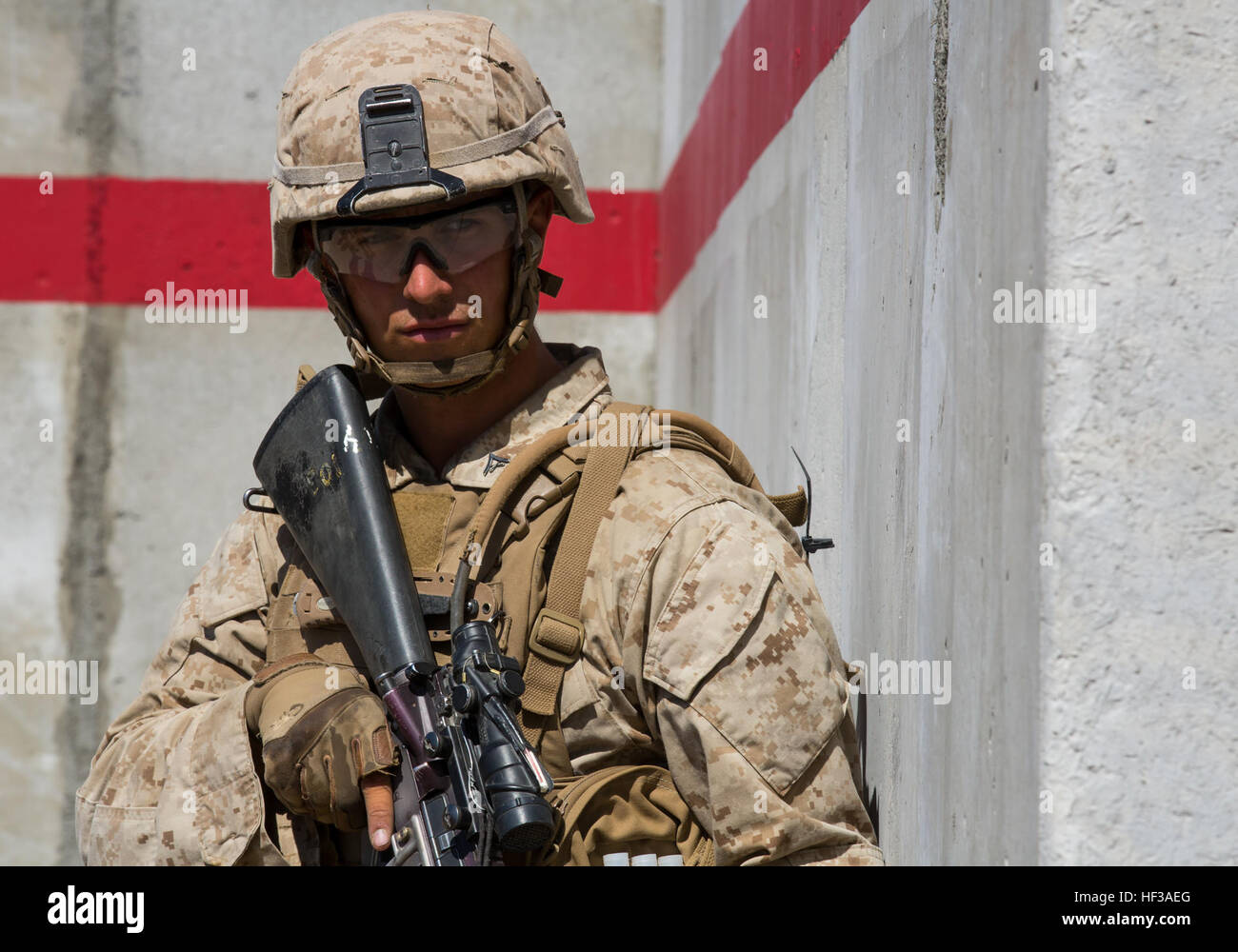 A U.S. Marine with India Company, 3rd Battalion, 5th Marines ...