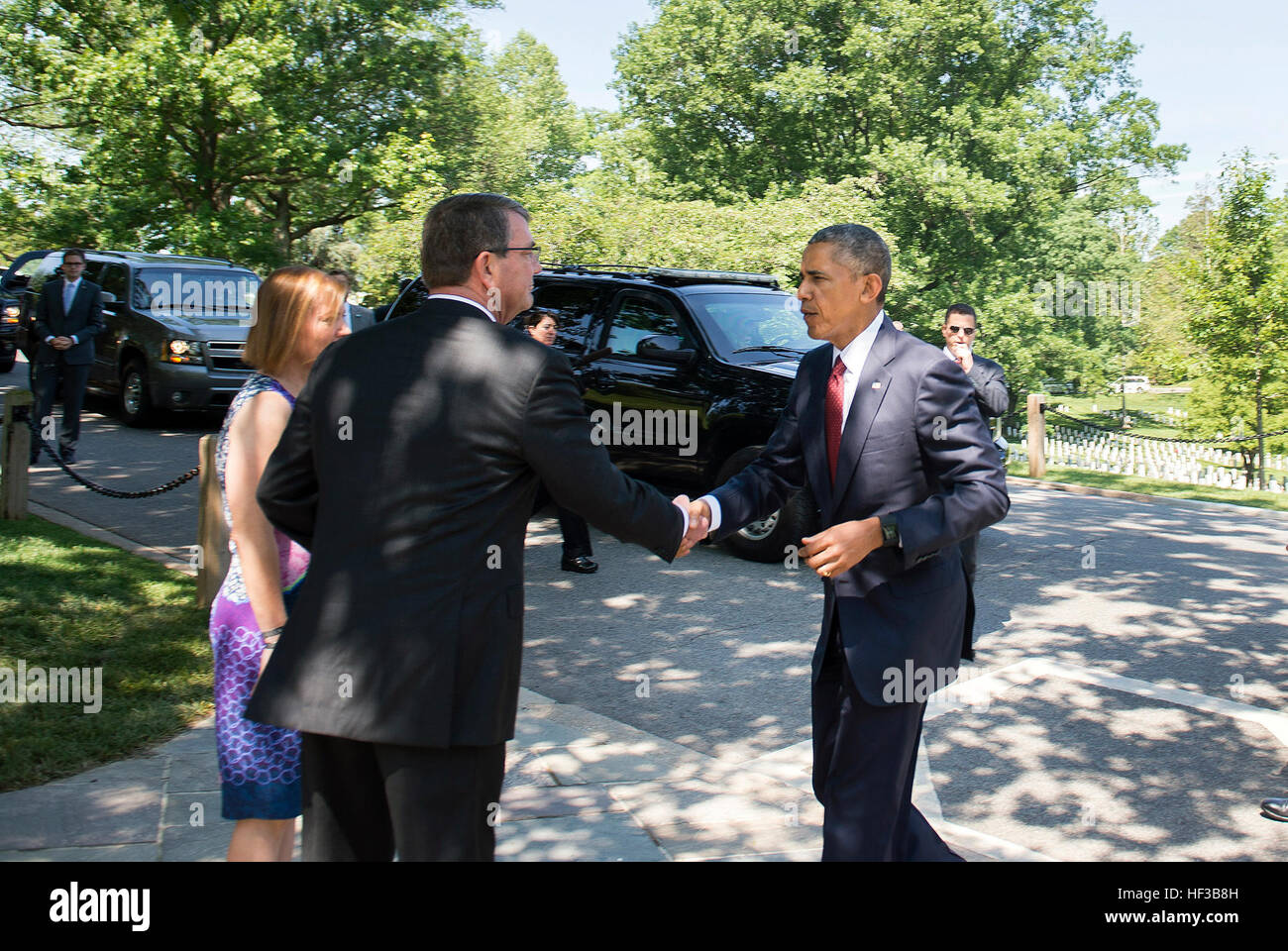 Secretary of Defense Ash Carter greets President Barack Obama as he ...