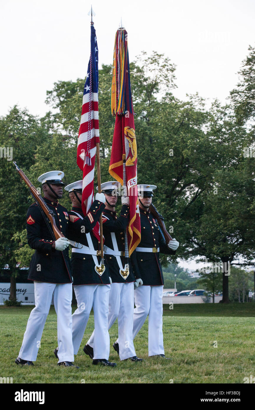 U.S. Marines with Marine Barracks Washington (MBW) color guard perform ...