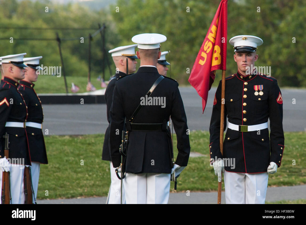 The U.S. Marines from Marine Barracks Washington (MBW) perform during ...
