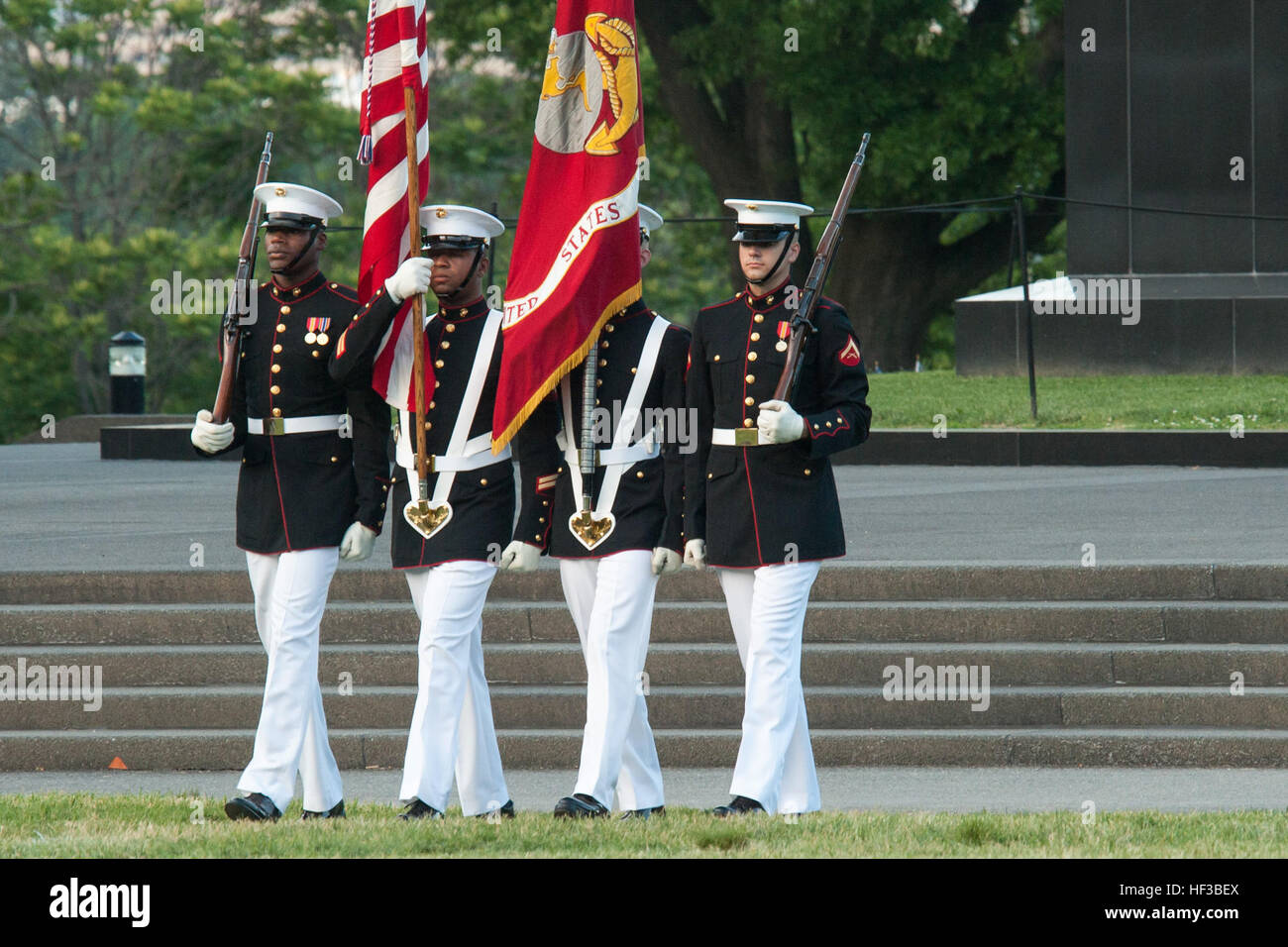 U.S. Marines with Marine Barracks Washington (MBW) present colors ...