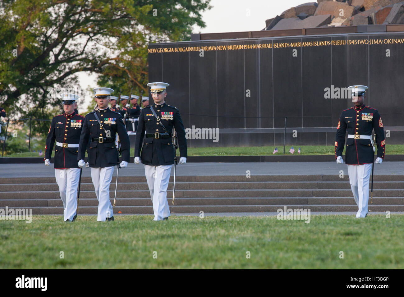U.S. Marines with Marine Barracks Washington (MBW) perform during the ...