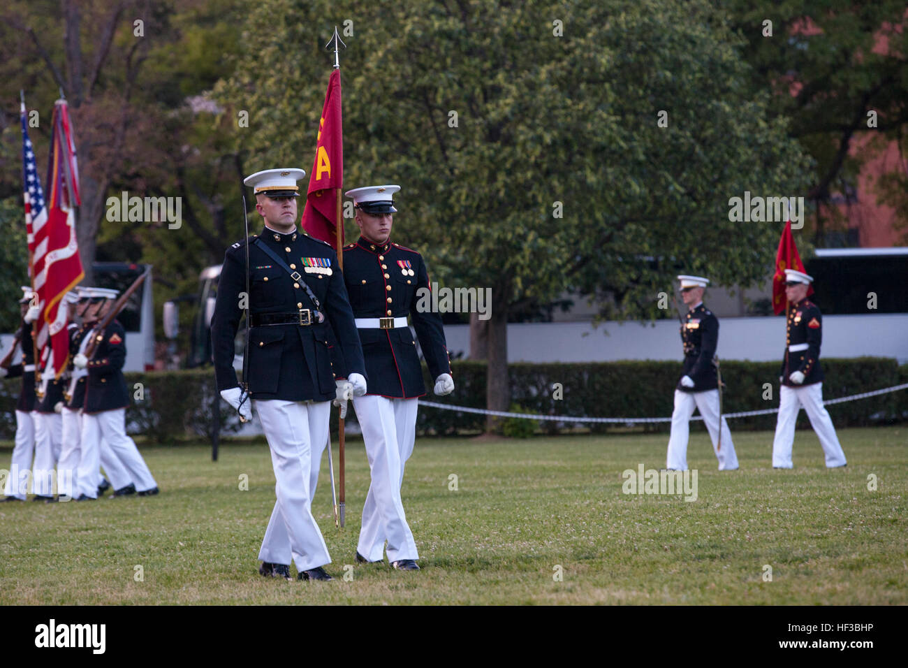 U.S. Marines with Marine Barracks Washington (MBW) present colors ...
