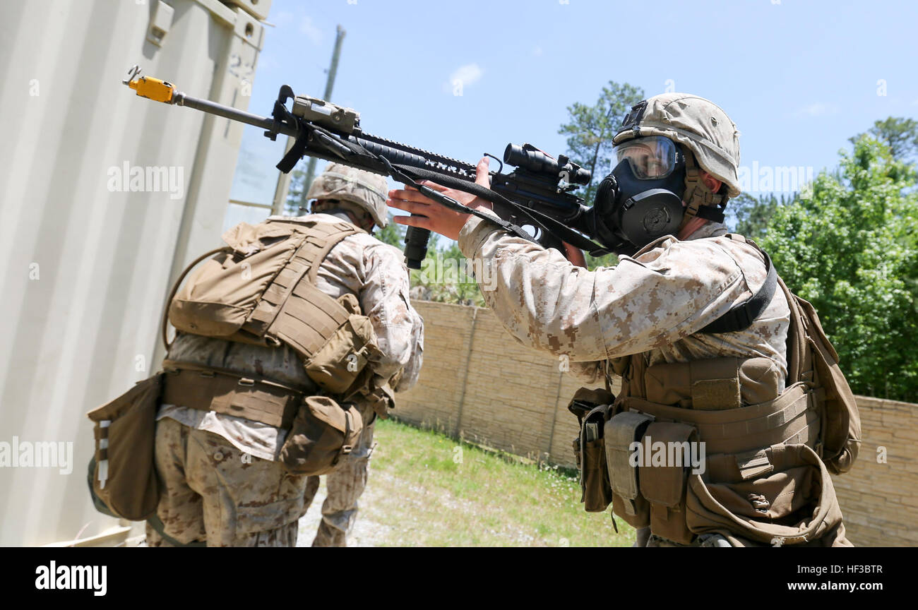 Marines from Company E, Battalion Landing Team 2/6 conducted military ...