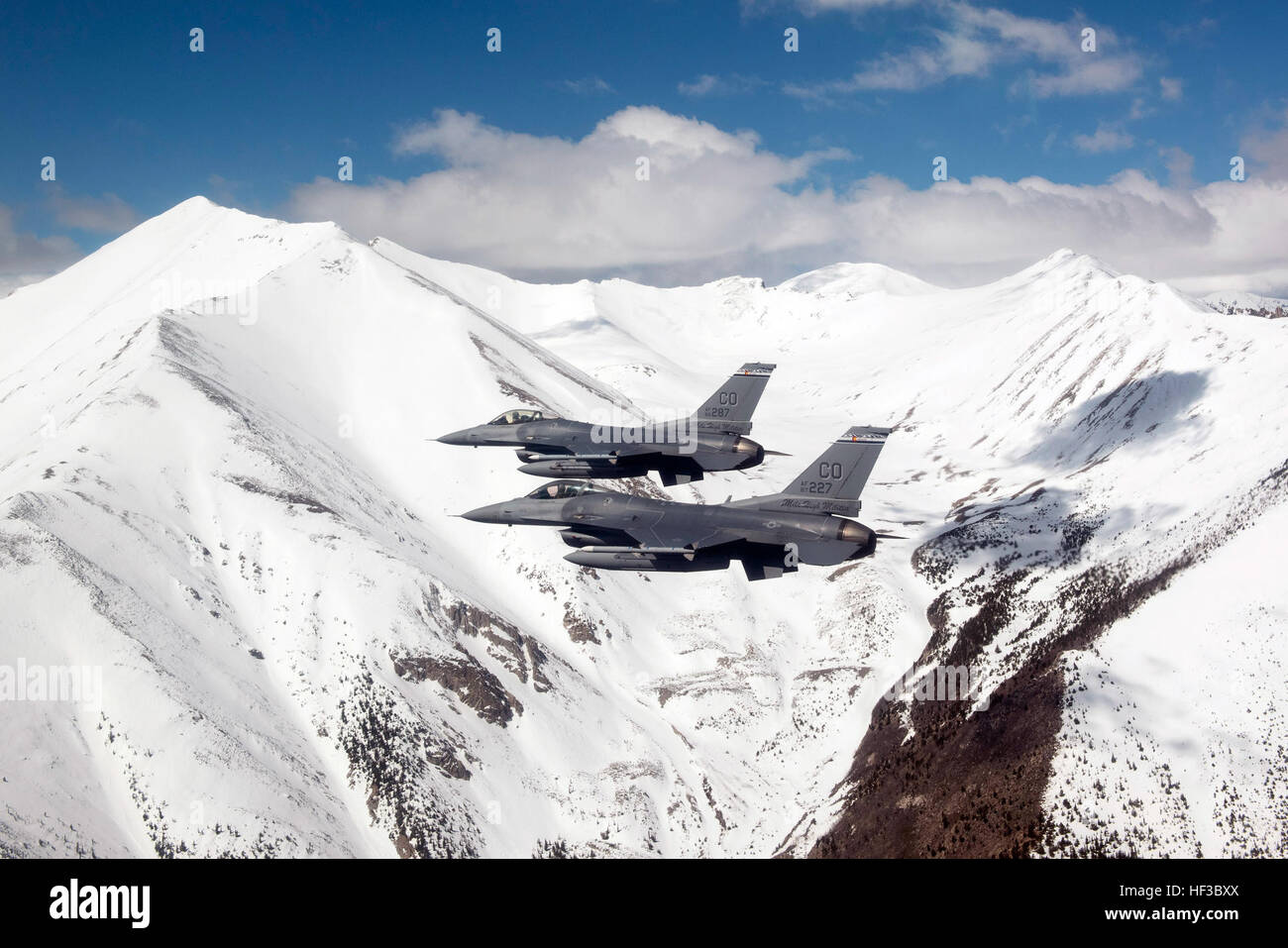Two U.S. Air Force F-16 Fighting Falcons from the 120th Fighter ...