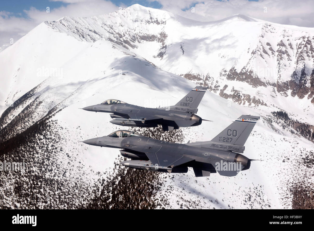 Two U.S. Air Force F-16 Fighting Falcons from the 120th Fighter ...
