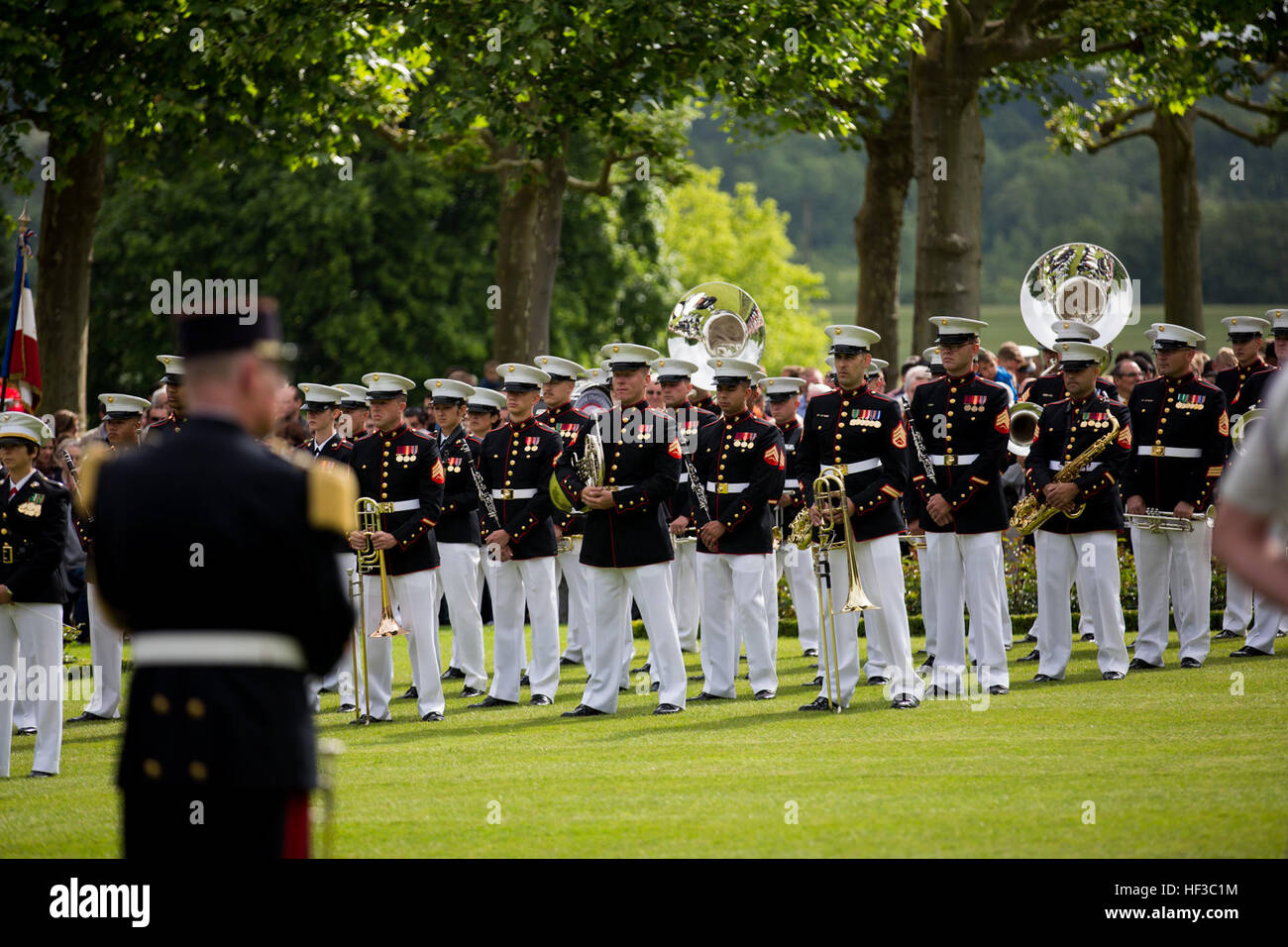 U.S. Marines with the 1st Marine Division Band participate in an ...