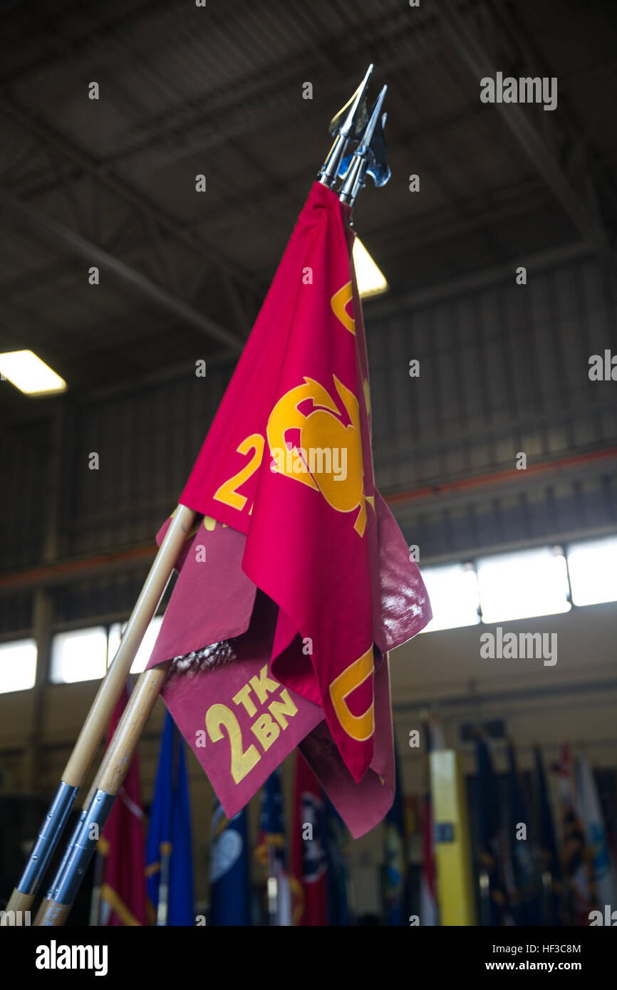 The guidons of Scout Platoon, Anti-Tank Platoon and Dog Company, 2nd ...
