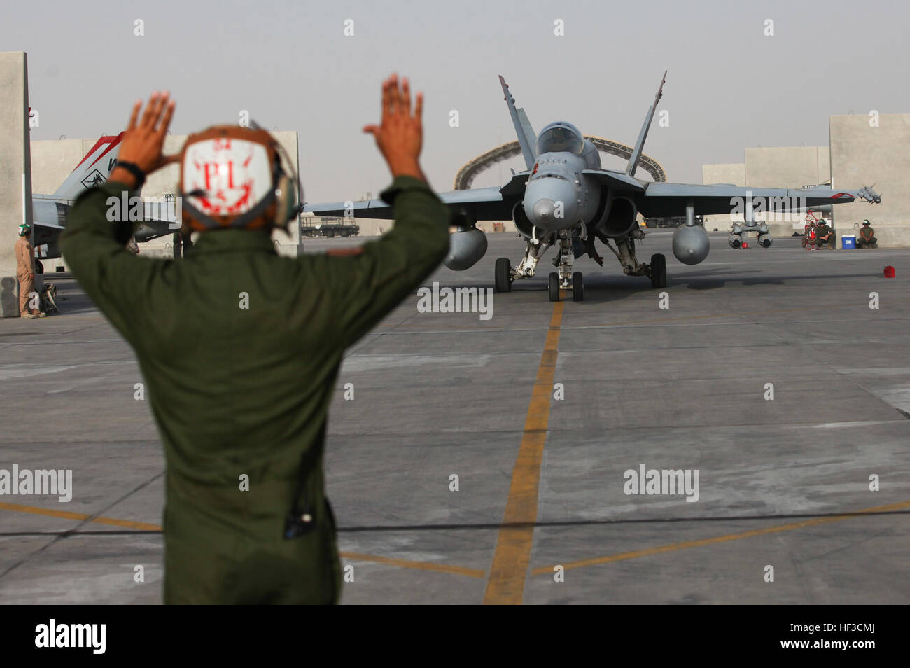 U.S. Marine plane captain with Marine Fighter Attack Squadron 232 ...