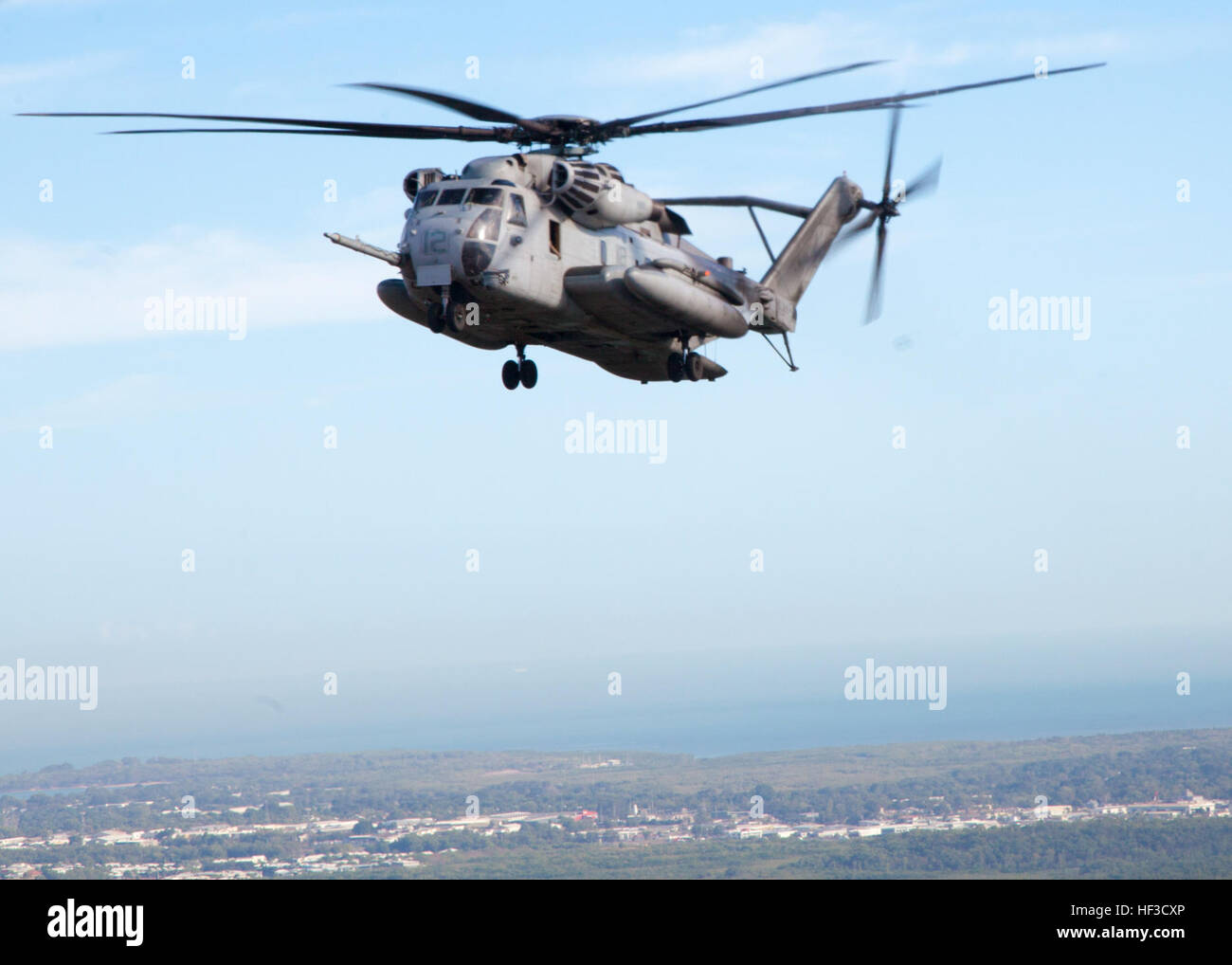 A U.S. Marines Corps CH-53E Super Stallion helicopter with Marine Heavy ...