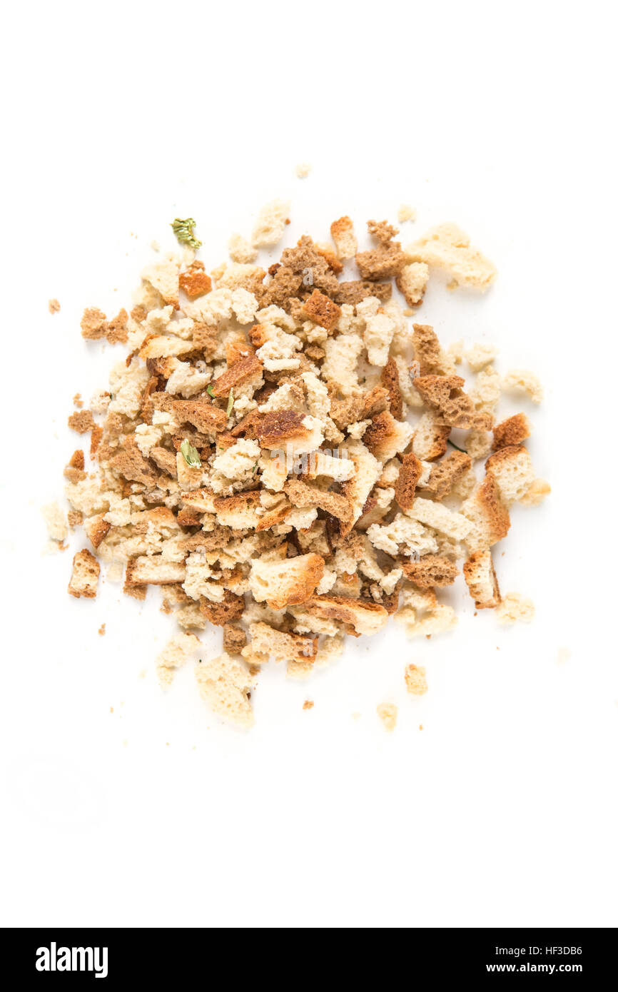 Bread and seasonings stuffing isolated on white background Stock Photo ...