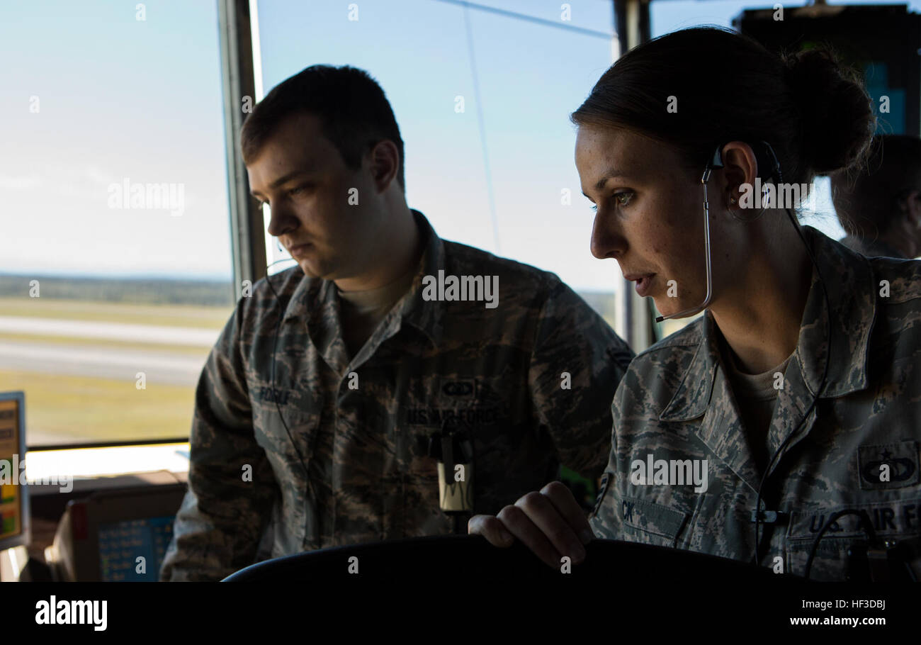 U.S. Air Force Staff Sgt. Kathleen A. Peck, right, air traffic control ...