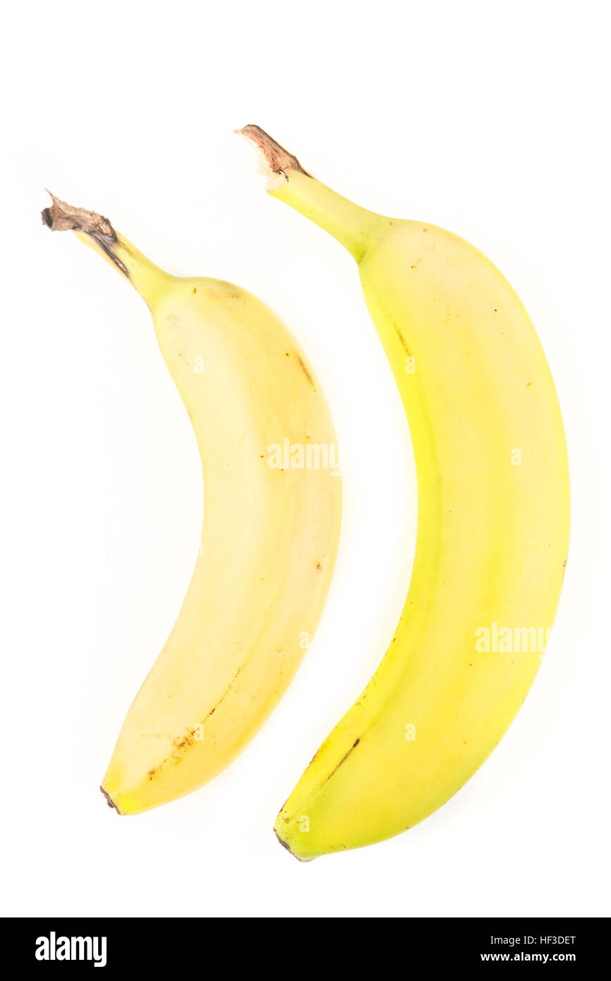 Two yellow bananas isolated on white background Stock Photo - Alamy