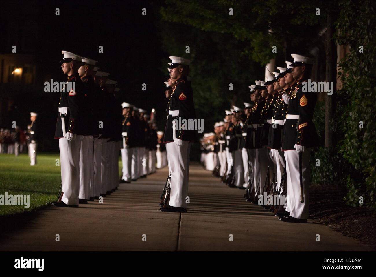U.S. Marines with Marine Barracks Washington (MBW) perform during the ...