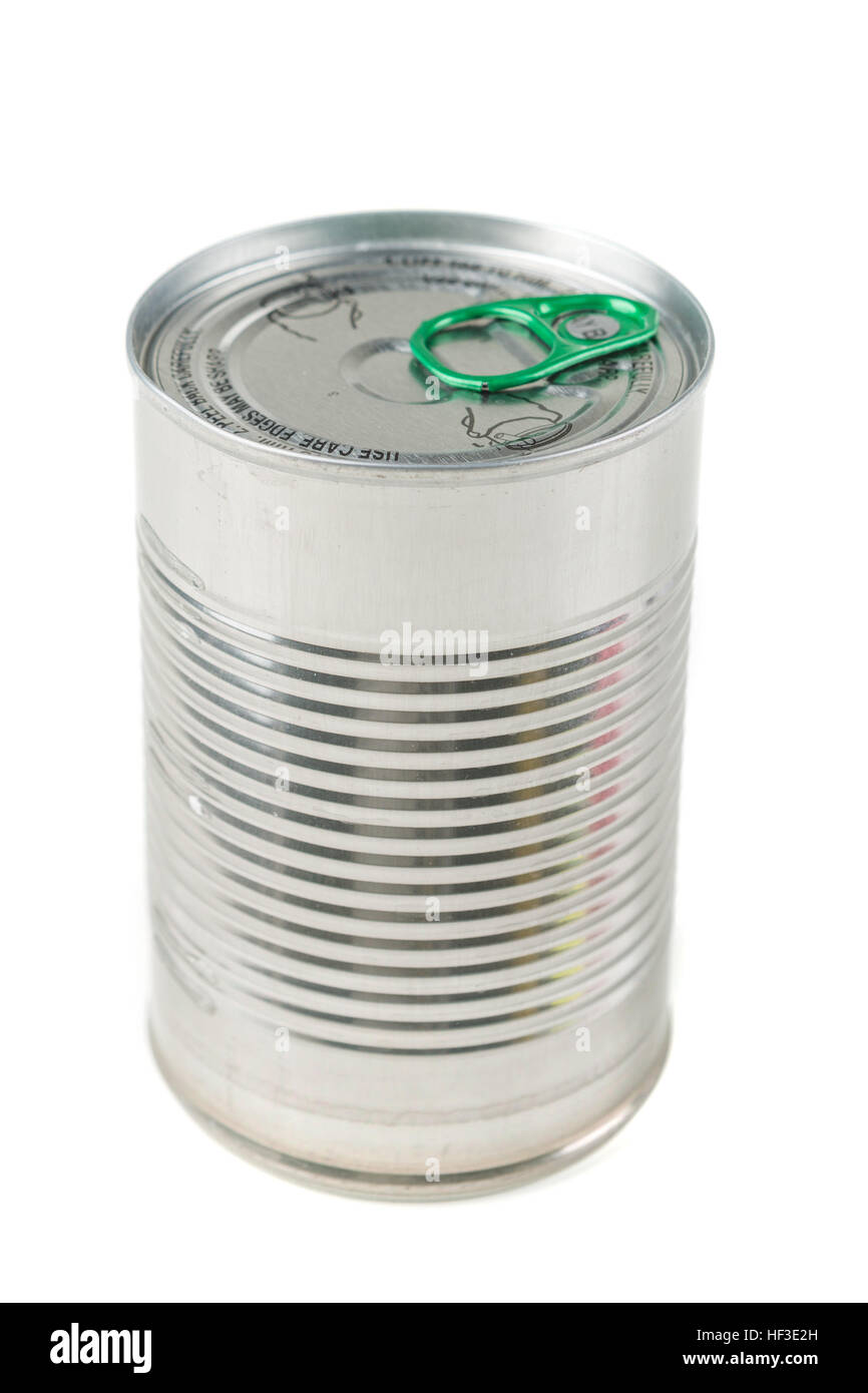 Tin food can isolated on white background Stock Photo - Alamy