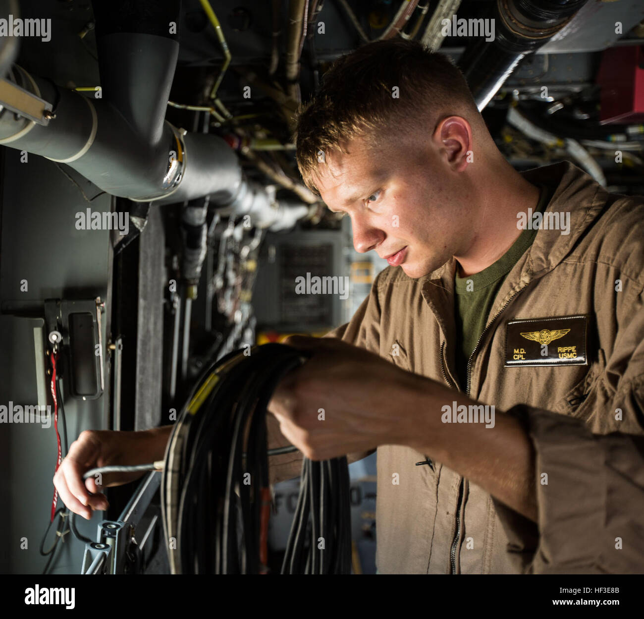 U.S. Marine Corps Cpl. Marcus D. Rippie, a crew chief assigned to ...