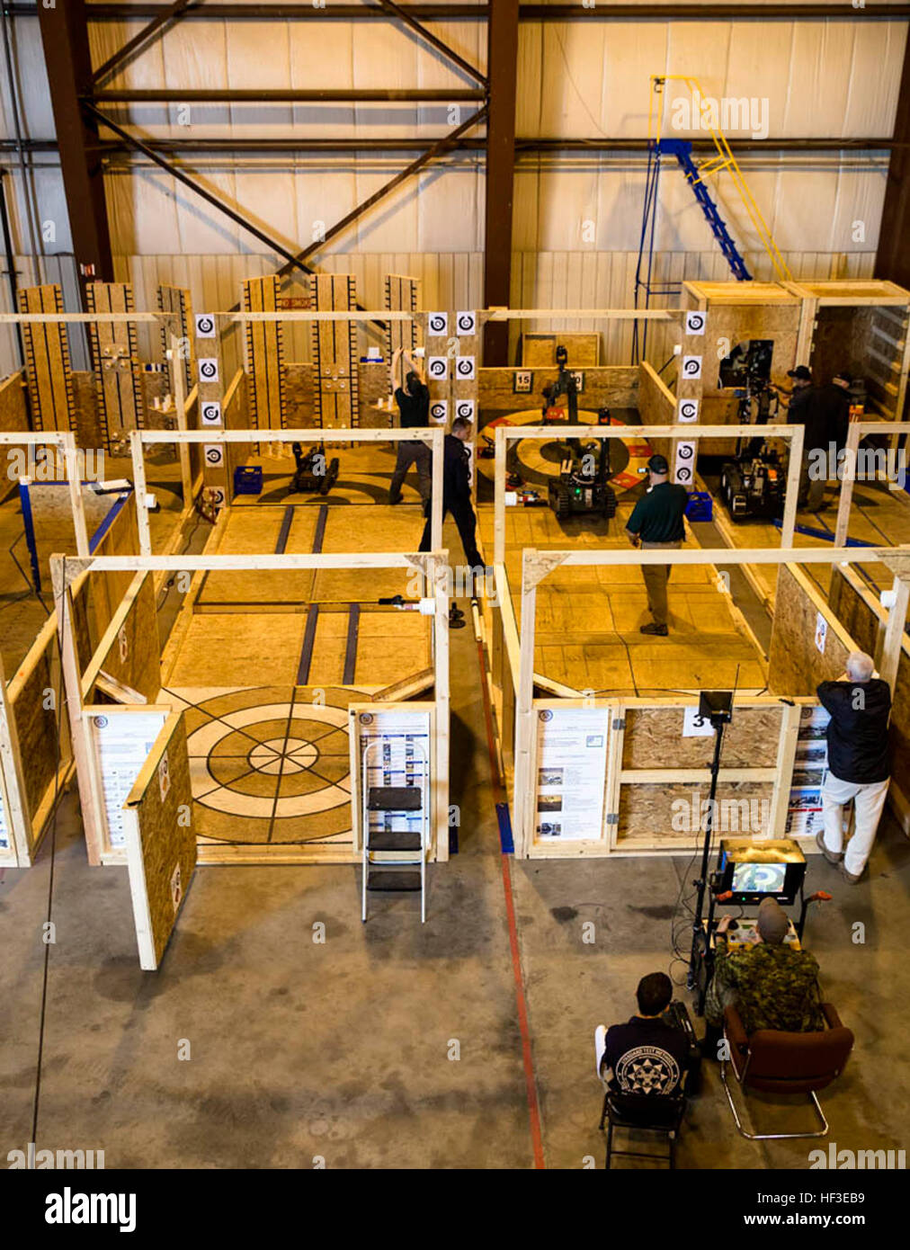 An operator controlled robot is run through an obstacle course and ...