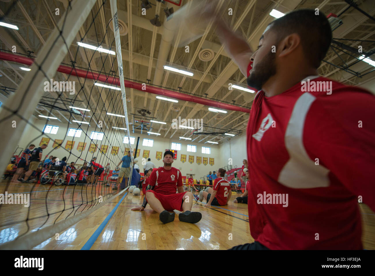 A U.S. Marine Corps veteran practiced spike techniques during drills ...