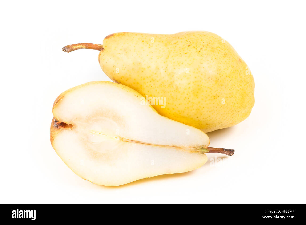 Whole pear and cut pear isolated on white Stock Photo - Alamy
