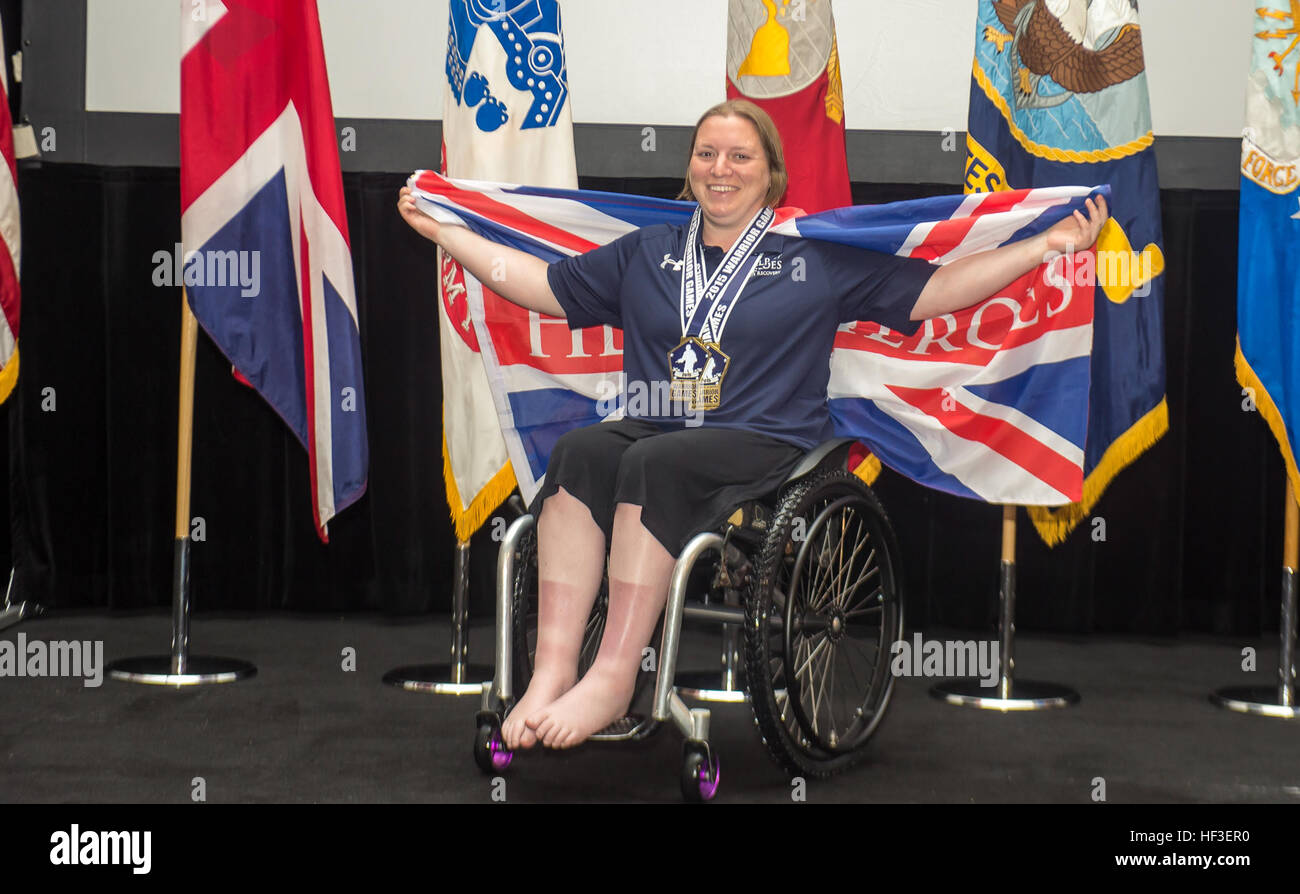 British Armed Forces Army Cpl. Nerys Pearce receives her medals for the ...