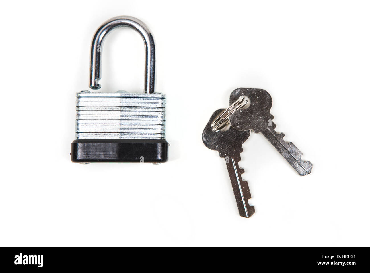 Padlock and keys isolated on white background Stock Photo - Alamy