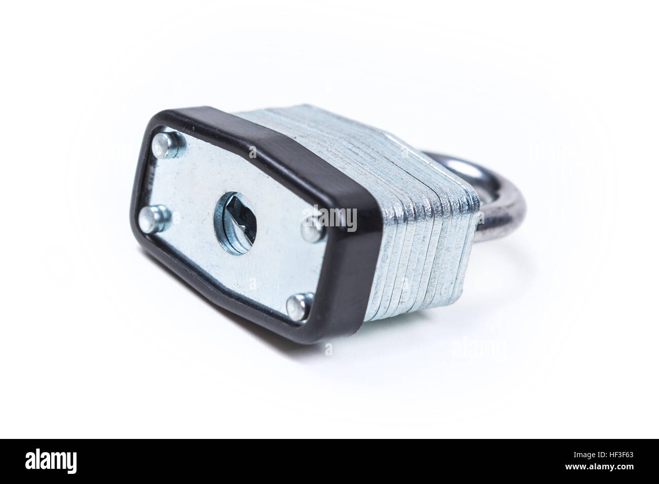 One silver padlock isolated on white background Stock Photo - Alamy