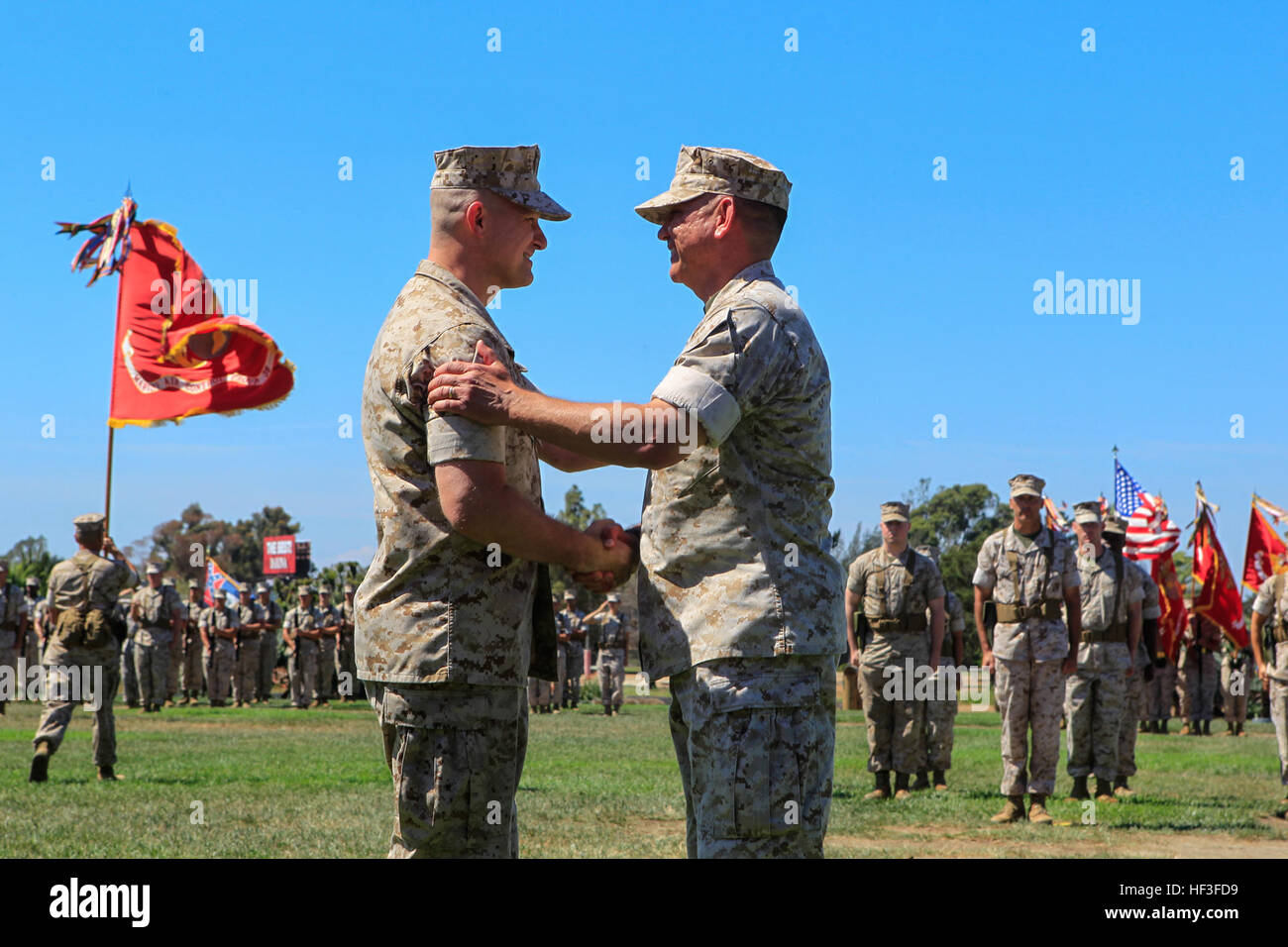 U.S. Marine Corps Col. Chris Richie (left), the incoming commanding ...