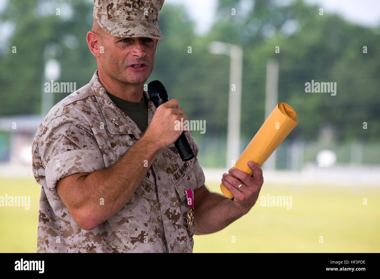 Colonel Archibald M. Mclellan addresses an audience of U.S. Marine ...