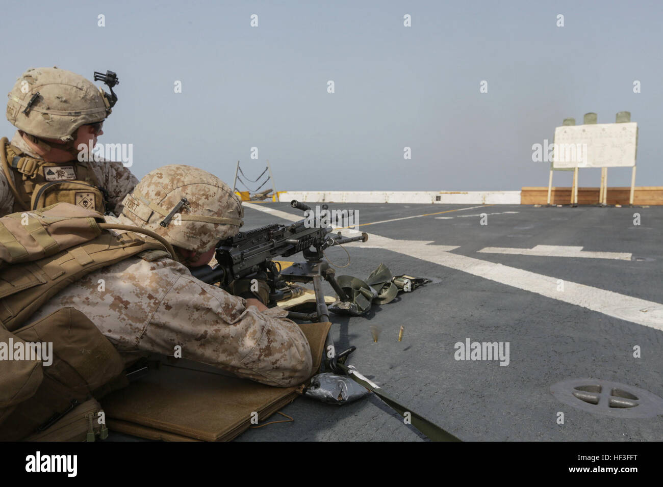 GULF OF ADEN (July 2, 2015) U.S. Marine Lance Cpl. Demitri Evert fires ...