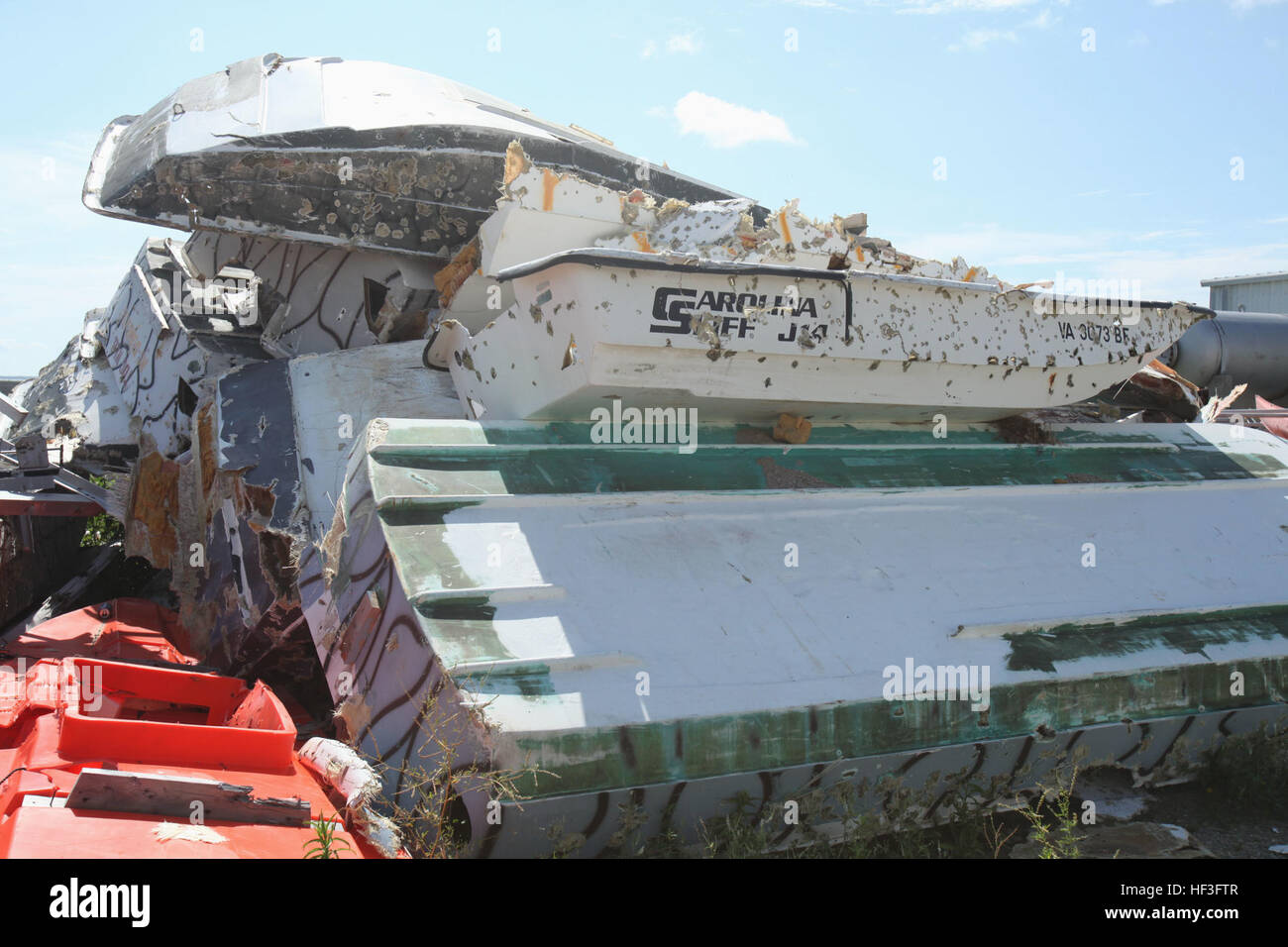 The aftermath of live-fire practice is shown in this pile of seaborne ...