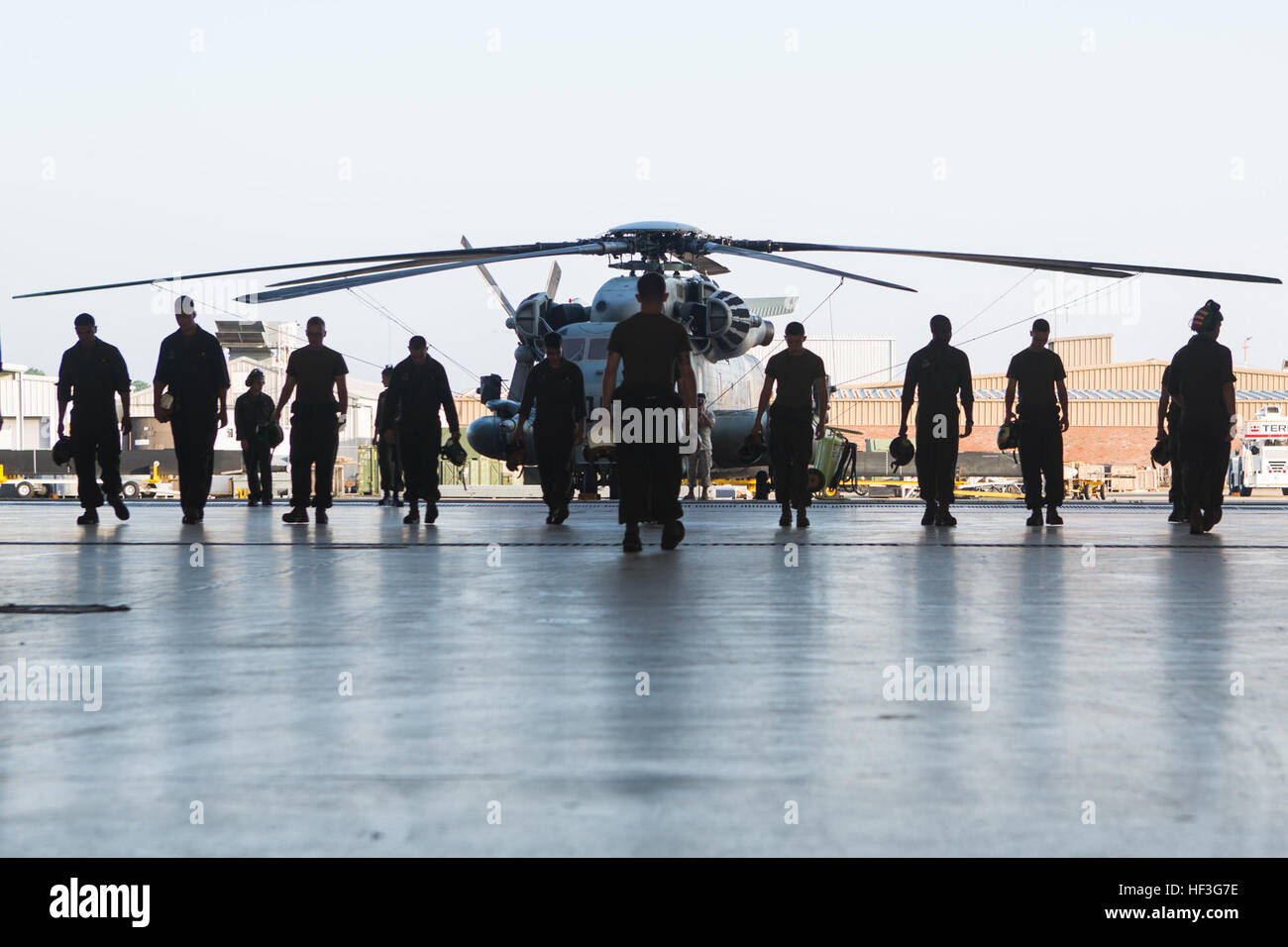 U.S. Marines assigned to Marine Heavy Helicopter Squadron 366 perform a ...
