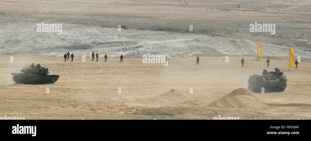 An M1-A1 Abrams Main Battle Tank, an Amphibious Assault Vehicle and ...